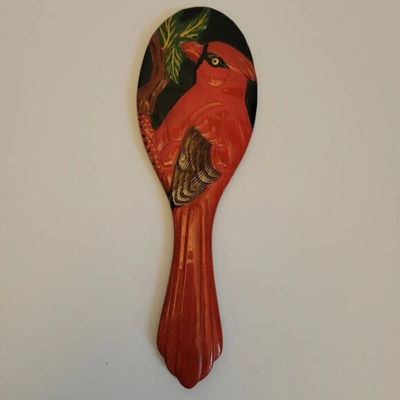 Bath & Body | Vintage Handpainted Red Cardinal Bird Hand Mirror | Poshmark